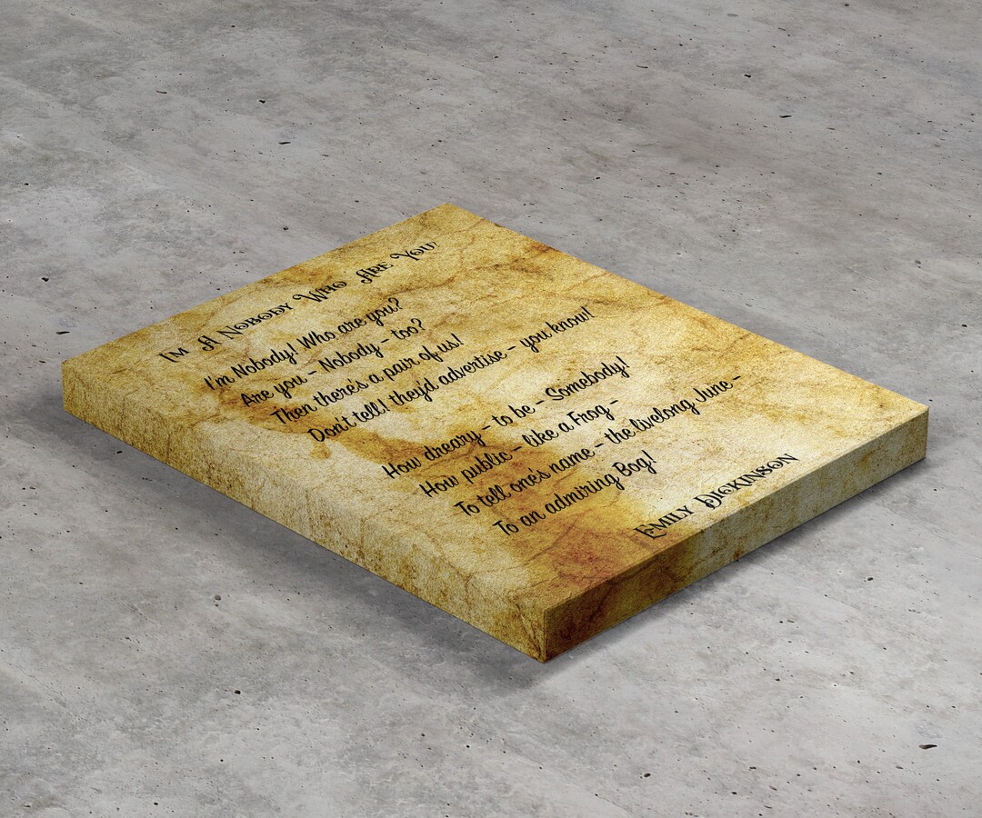 I'm A Nobody Who Are You Poem by Emily Dickinson Poetry - Etsy