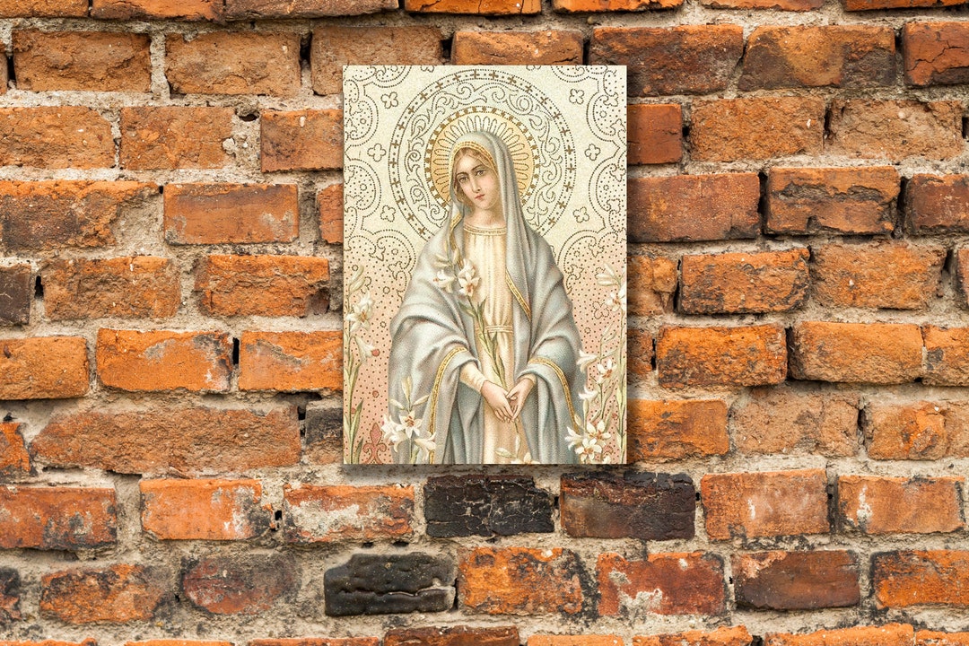 Our Lady of Lilies Vintage Catholic Art Canvas Print Religious Decor - Etsy
