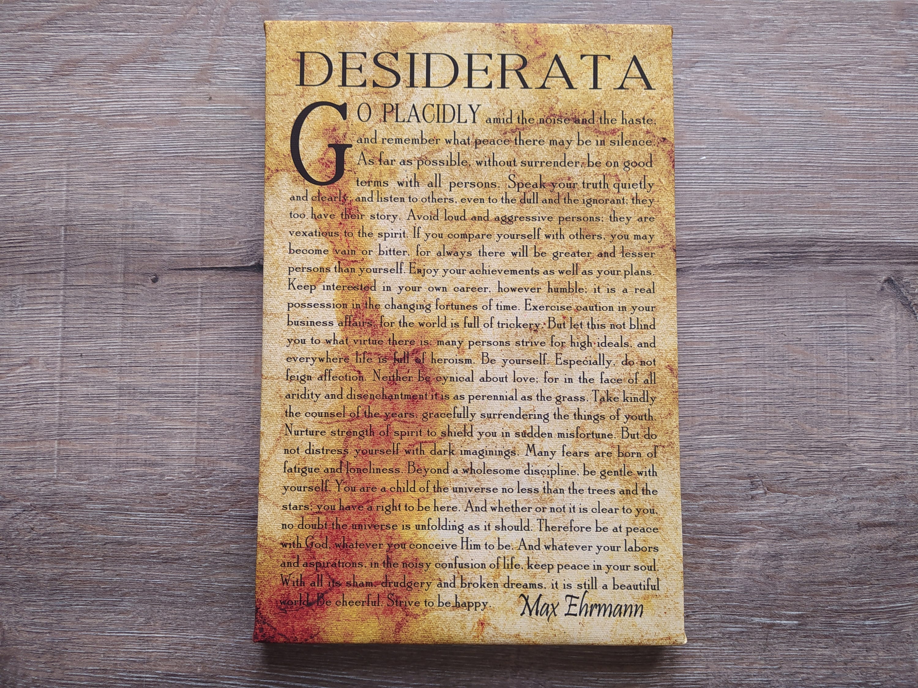 Desiderata Poem By Max Ehrmann Wood Gallery Wrapped Print on | Etsy