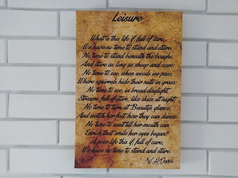 Leisure Poem Print W. H. Davies Poem Gallery Wrapped Canvas - Etsy