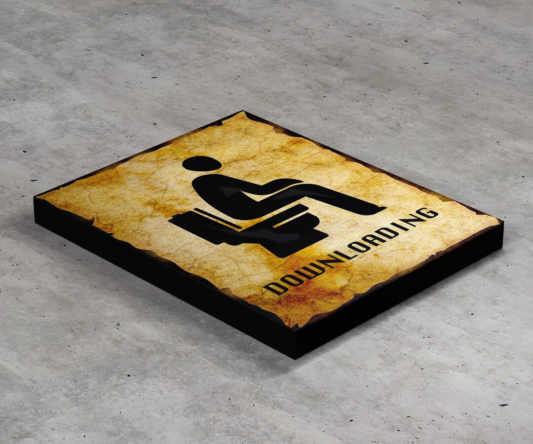 Man on Toilet Humour Downloading Pooping Poster, Gallery Wrapped Canvas ...