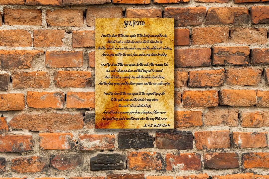 Sea Fever Poem by John Masefield Seafaring Poem, Gallery Wrapped Canvas ...