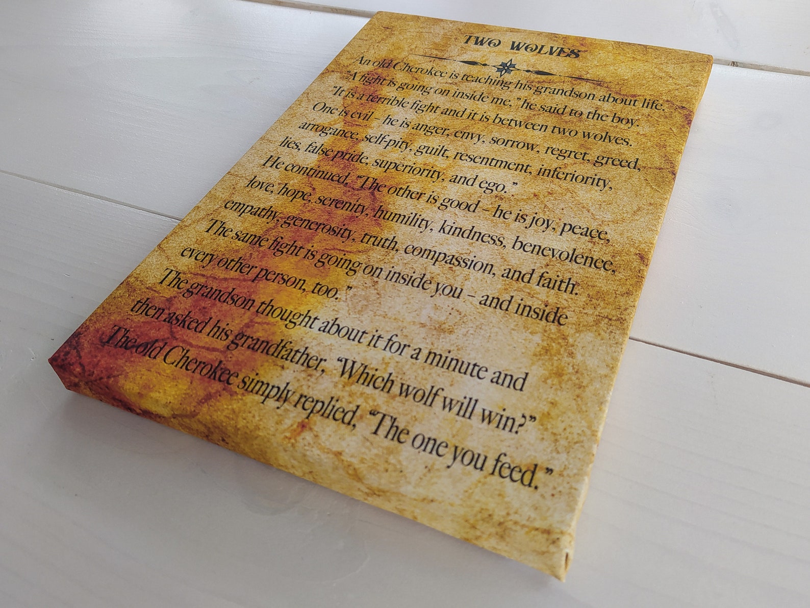 Two Wolves Story Cherokee Story Wise Native American Quote - Etsy