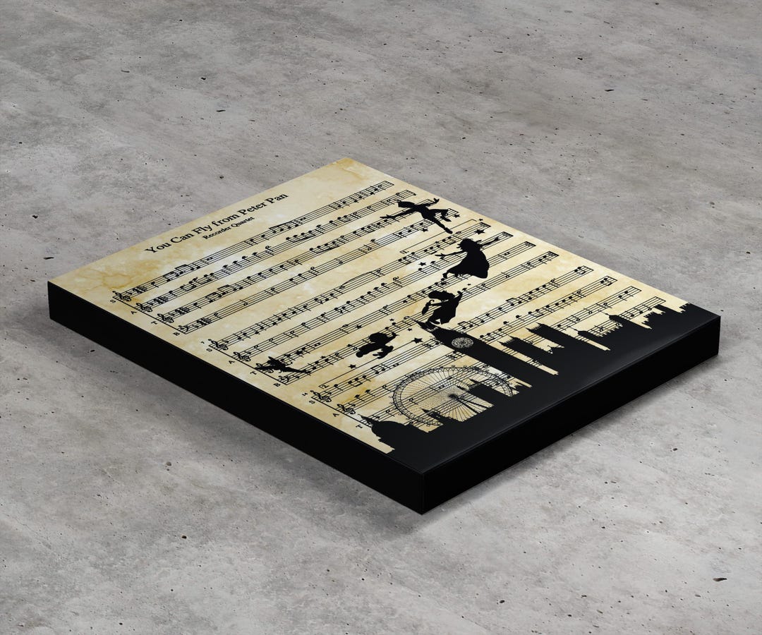 Peter Pan Silhouette You Can Fly Sheet Music Art Print,, Gallery ...