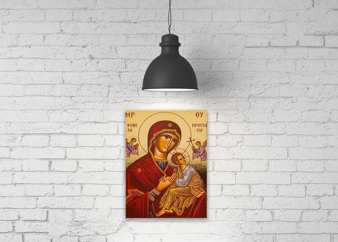 Virgin Mary Awesome Protection "fovera Prostasia" With Jesus Greek ...