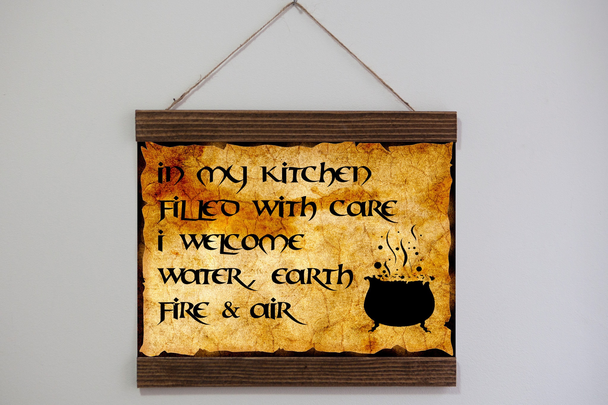 Kitchen Witch Blessing Sign - Water Earth Fire Air Canvas Wall Art - Etsy