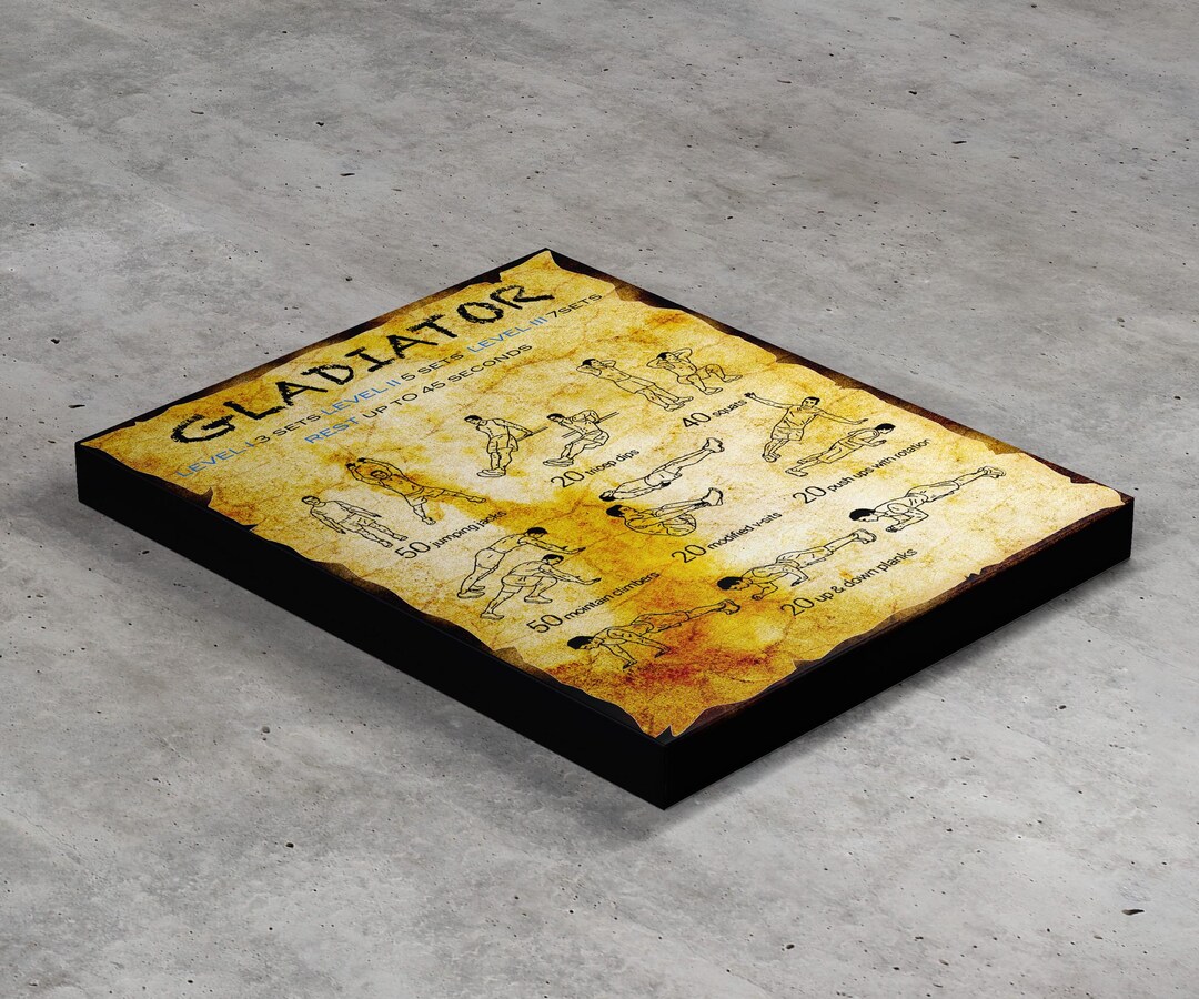 Gladiator Workout: Full Body Training Exercise Chart Fitness Wall Decor ...