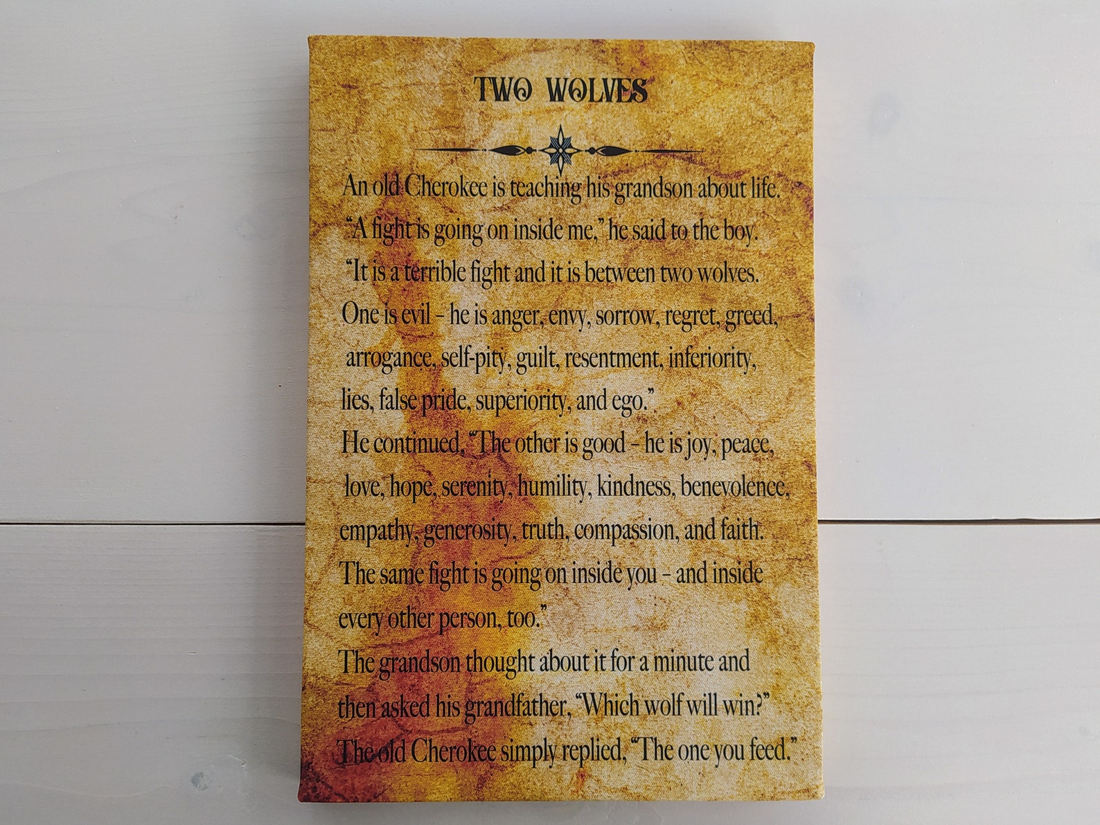 Two Wolves Story Cherokee Story Wise Native American Quote - Etsy