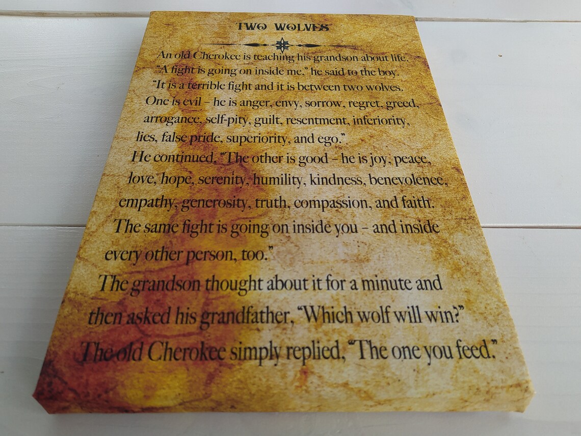 Two Wolves Story Cherokee Story Wise Native American Quote - Etsy