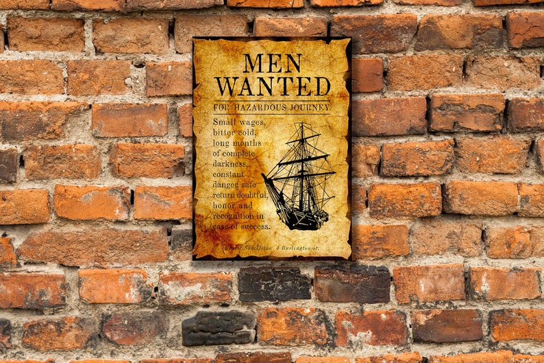 Ernest Shackleton Men Wanted Poster Antarctica Expedition Poster Wall ...