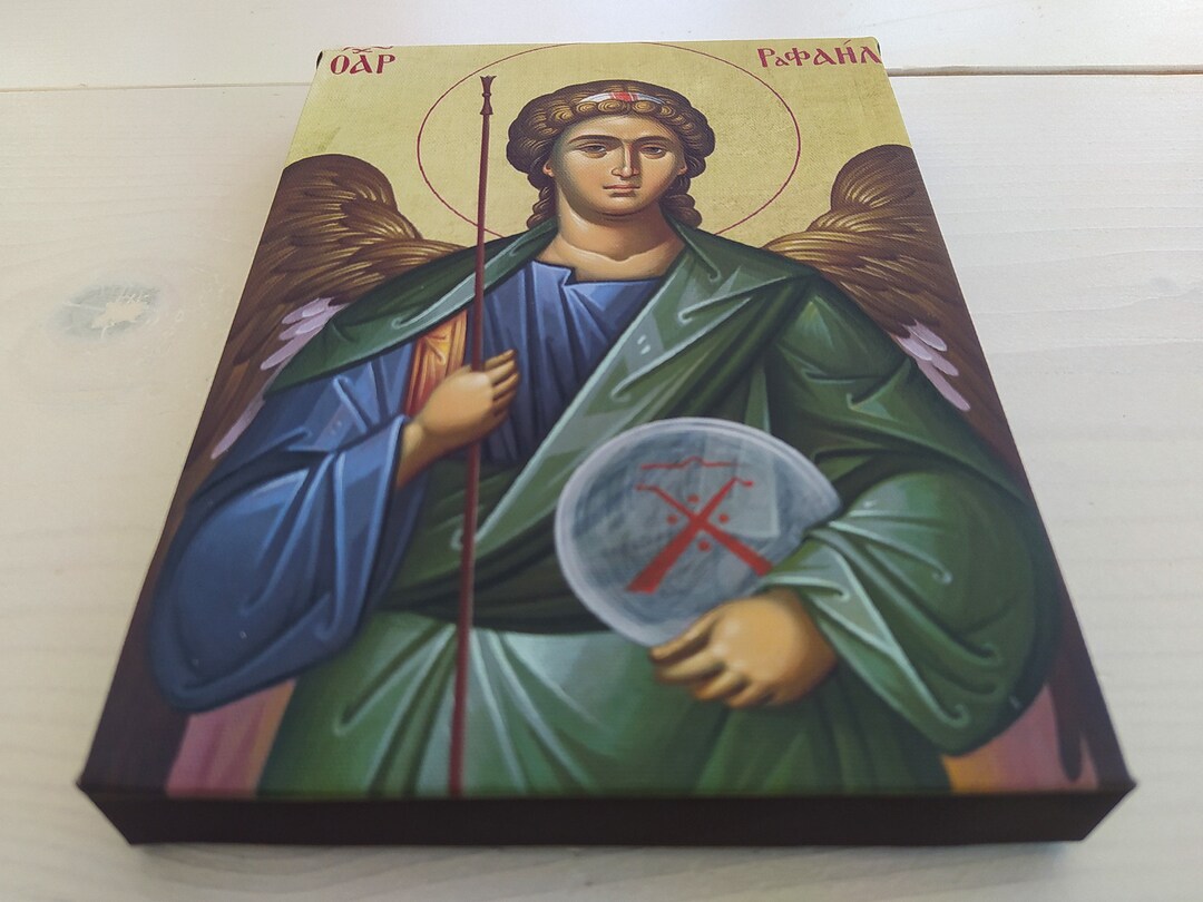 Archangel Raphael Greek Orthodox Icon, Angel Raphael Gallery Wrapped ...