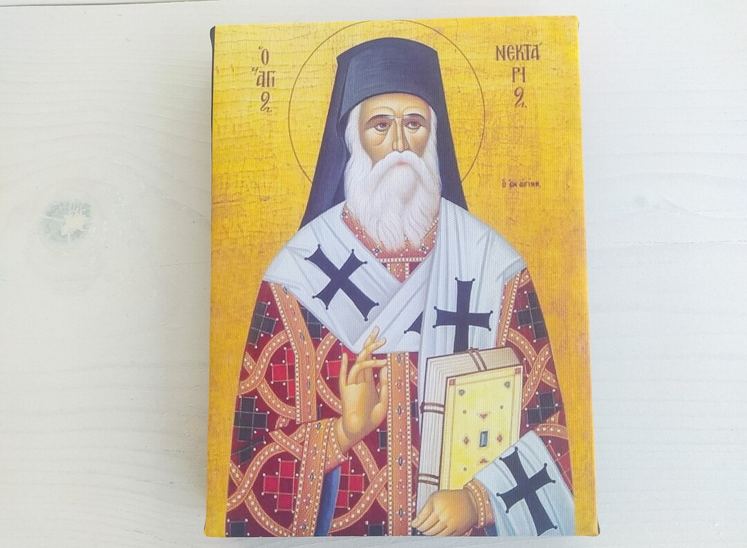 Saint Nectarios Aegina Orthodox Icon Canvas - Etsy