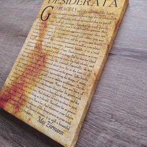 Desiderata Poem by Max Ehrmann Wood, Gallery Wrapped Print on Canvas ...