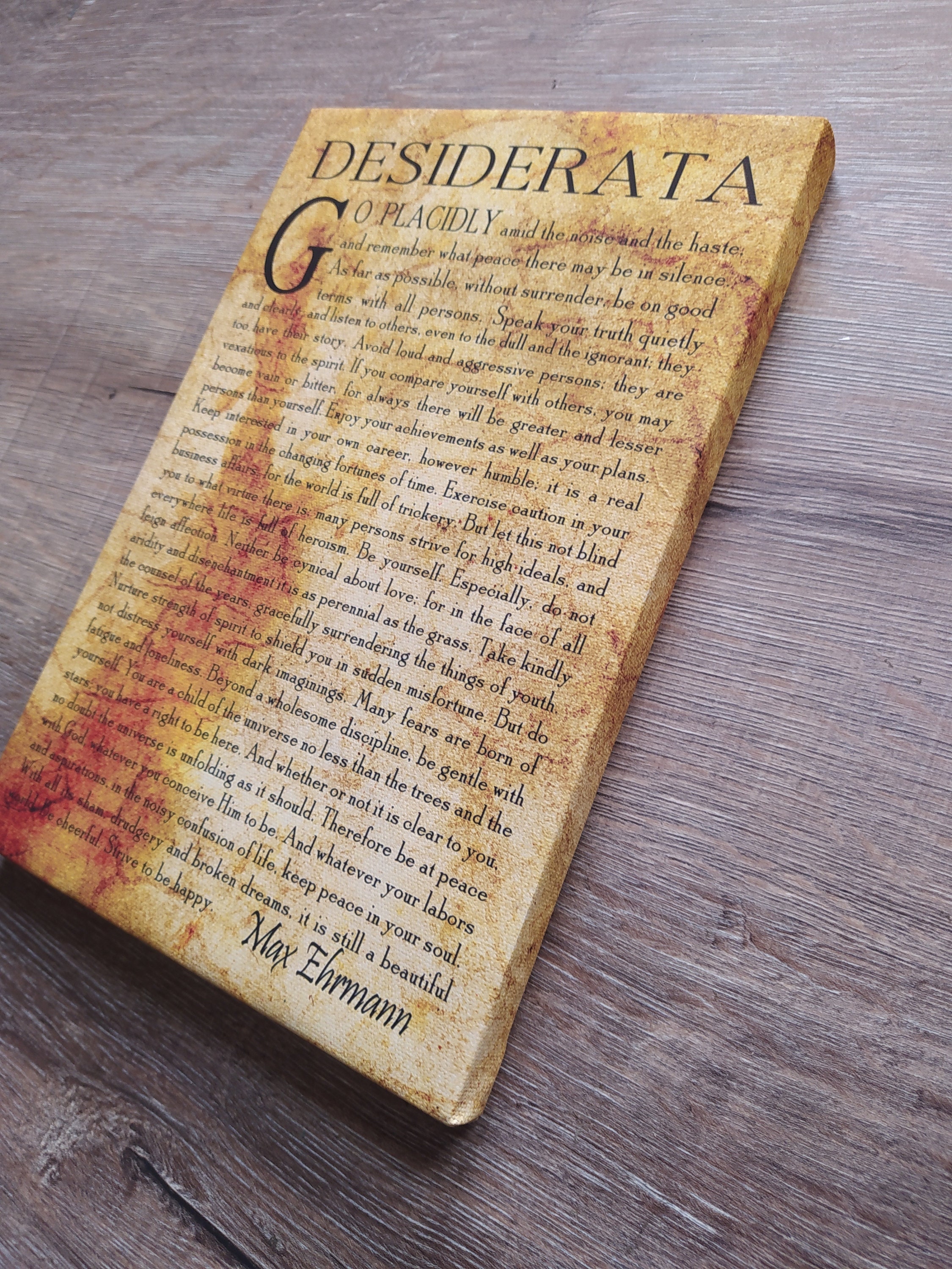 Desiderata Poem by Max Ehrmann Wood, Gallery Wrapped Print on Canvas ...