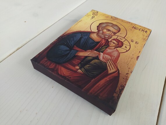 Saint Joseph and Jesus Christ Greek Orthodox Icon Gallery - Etsy