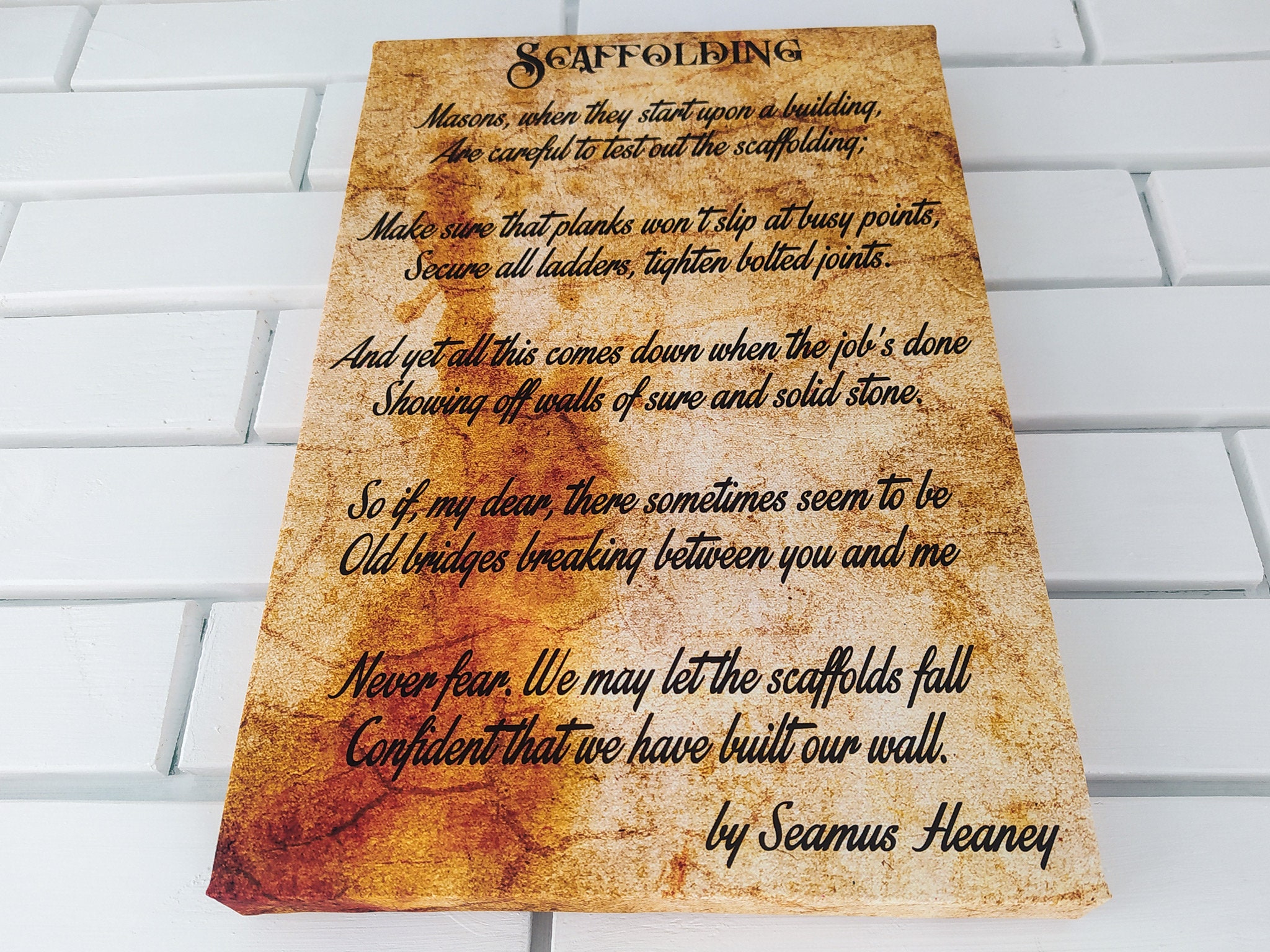 Scaffolding Poem by Seamus Heaney Poem Gallery Wrapped Canvas - Etsy Canada