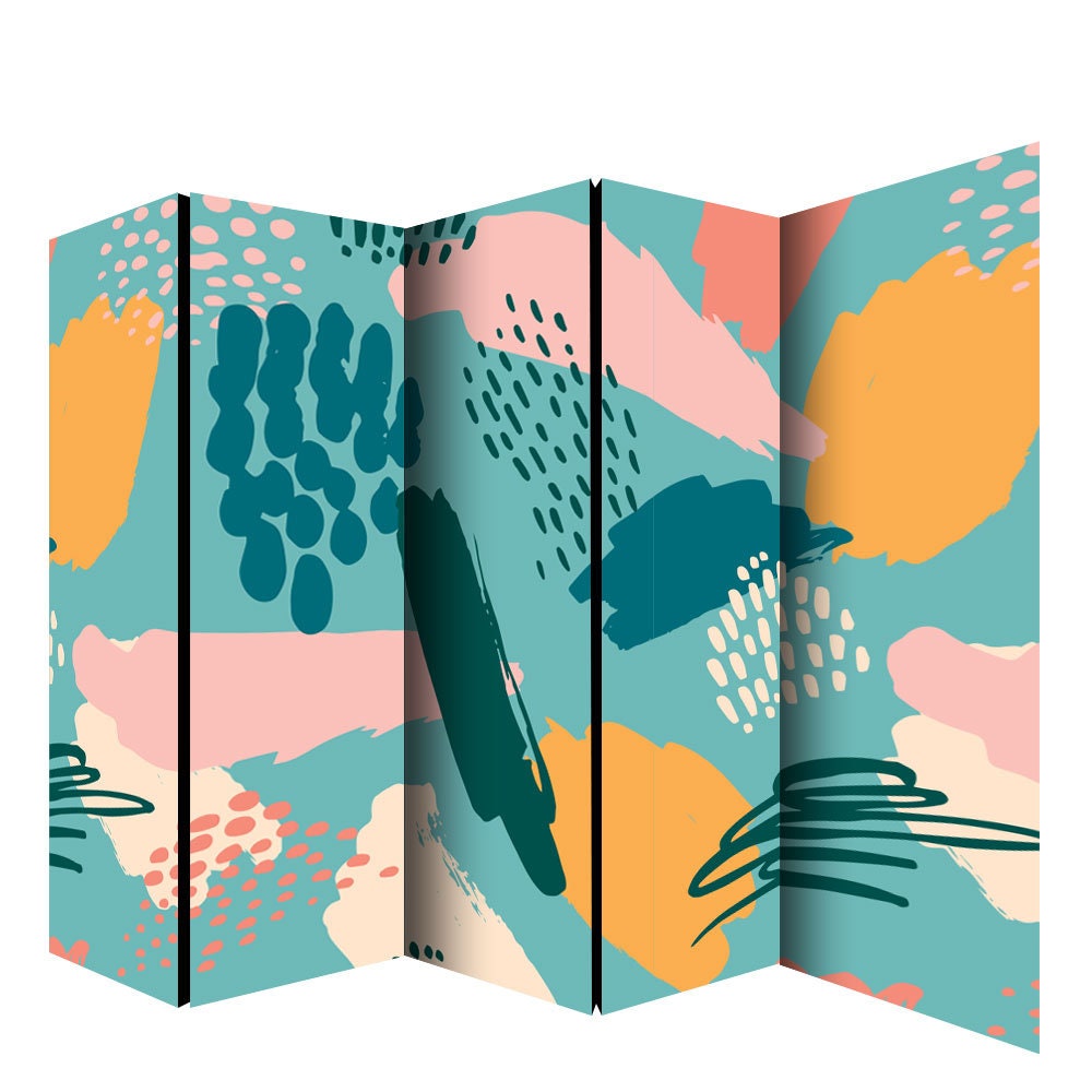Colorful Boho Art Room Divider, Folding Screen, Room Divider - 3 and 5 ...