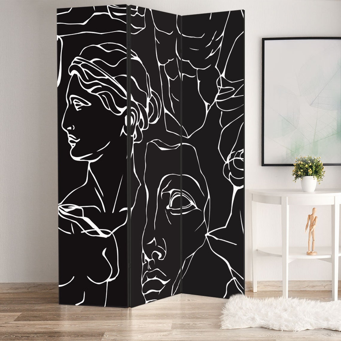 White Sculpture Room Divider Decorative Folding Screen Room - Etsy