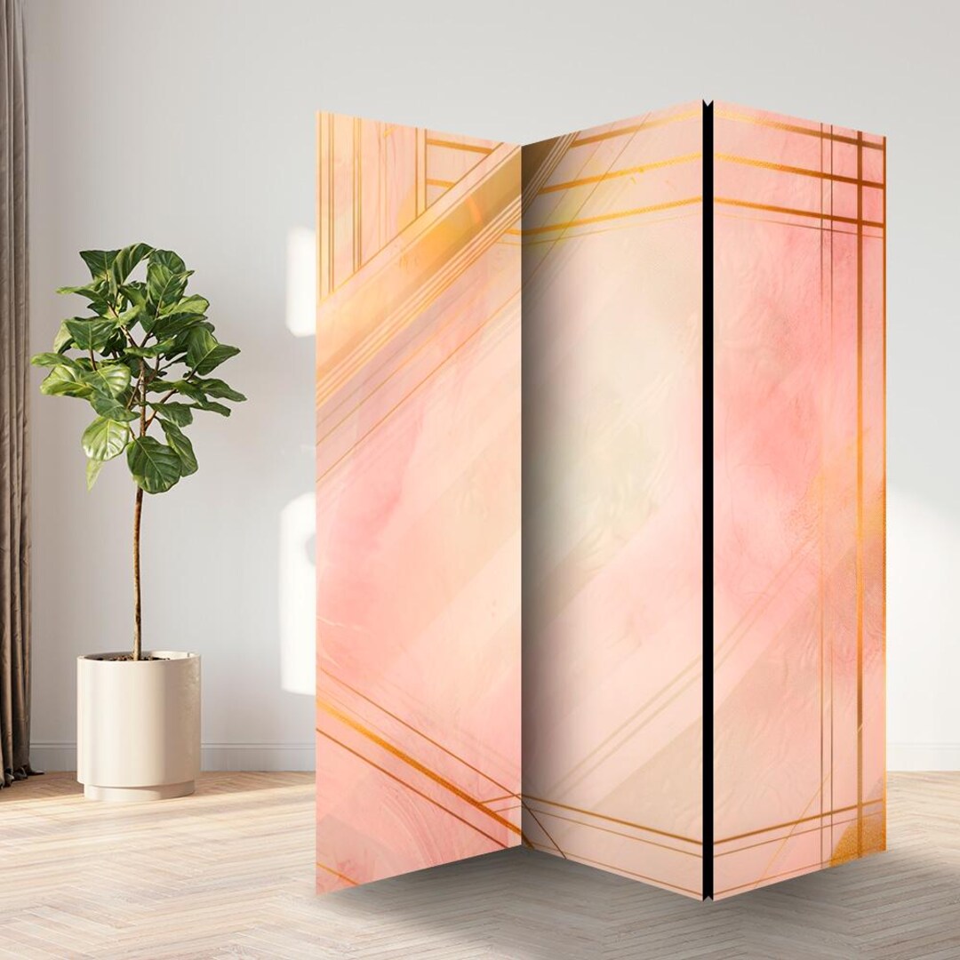 Golden Lines Room Divider, Folding Screen, Room Divider - 3 and 5 ...