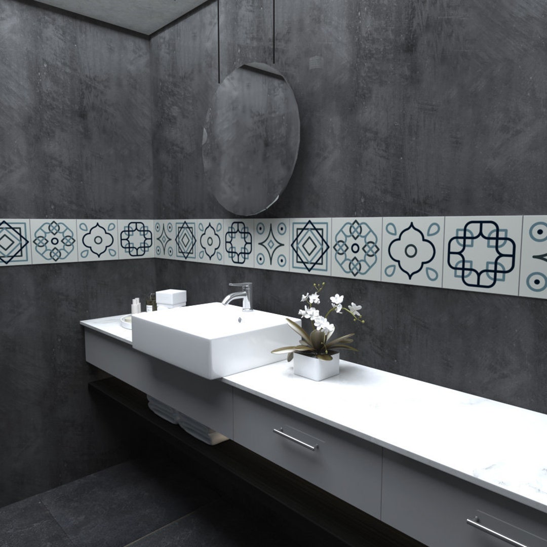 Geometric Mosaic Tiles Sticker, Wall and Floor Decals Set of 10, Stair ...