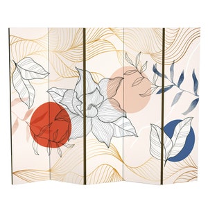Minimalist Flower Room Divider, Folding Screen, Room Divider - 3 and 5 ...