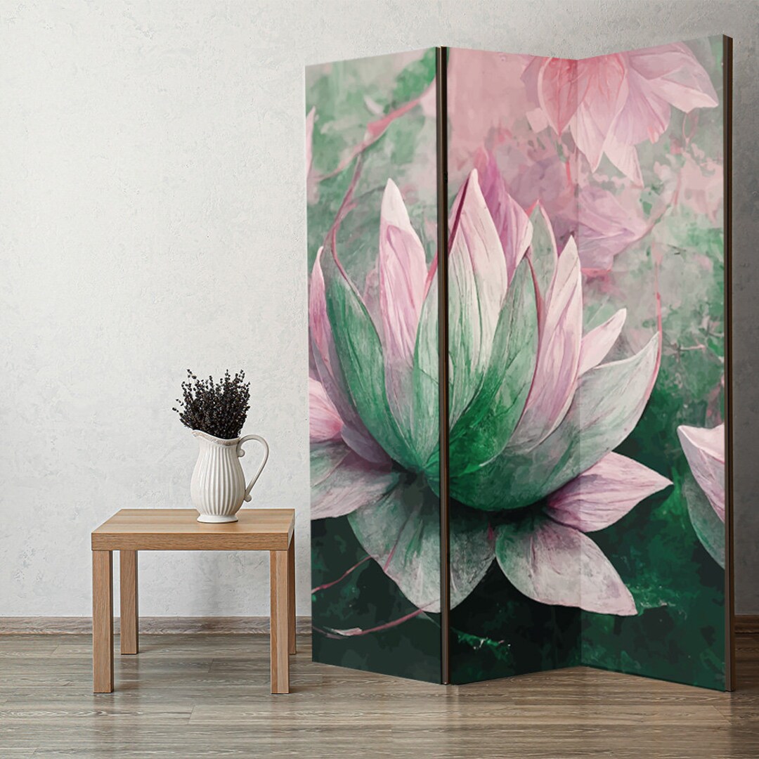 Water Lilies Abstract Room Divider, Minimalistic Flower Style, Folding ...