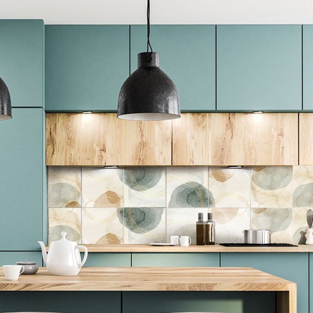 Marble Tiles Sticker, 12 Stickers in Set, Wall and Floor Decals, Modern ...