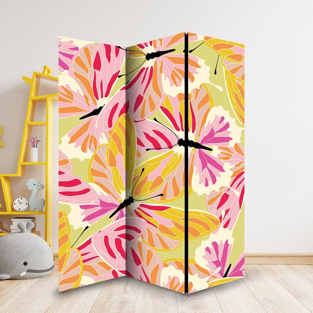 Colorful Butterflies Room Divider, Folding Screen, Room Divider - 3 and ...