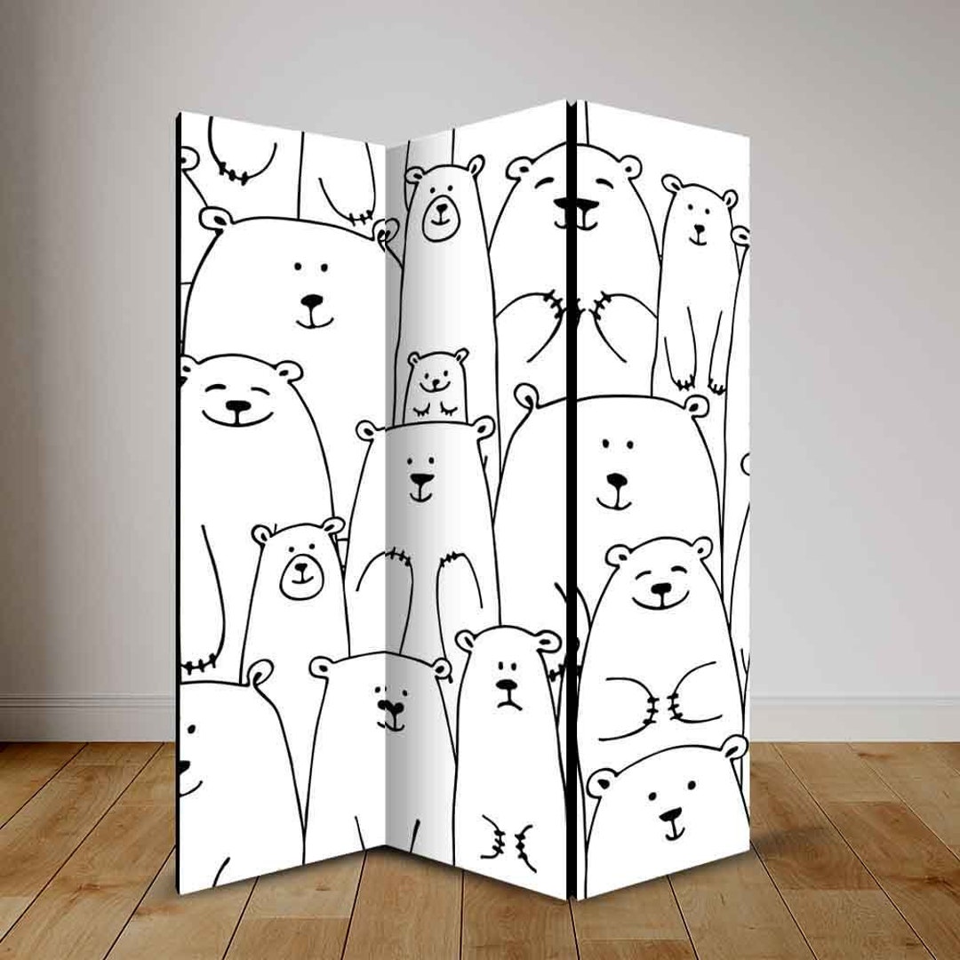Happy Bears Room Divider for Kids Room, Child Room Divider, Folding ...