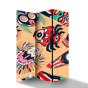 Japanese Masks Room Divider, Folding Screen, Room Divider - 3 and 5 ...