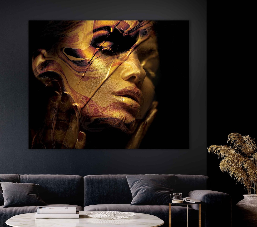 Gold Face Canvas Wall Art, Canvas Print Home Decor, Framed Print ...