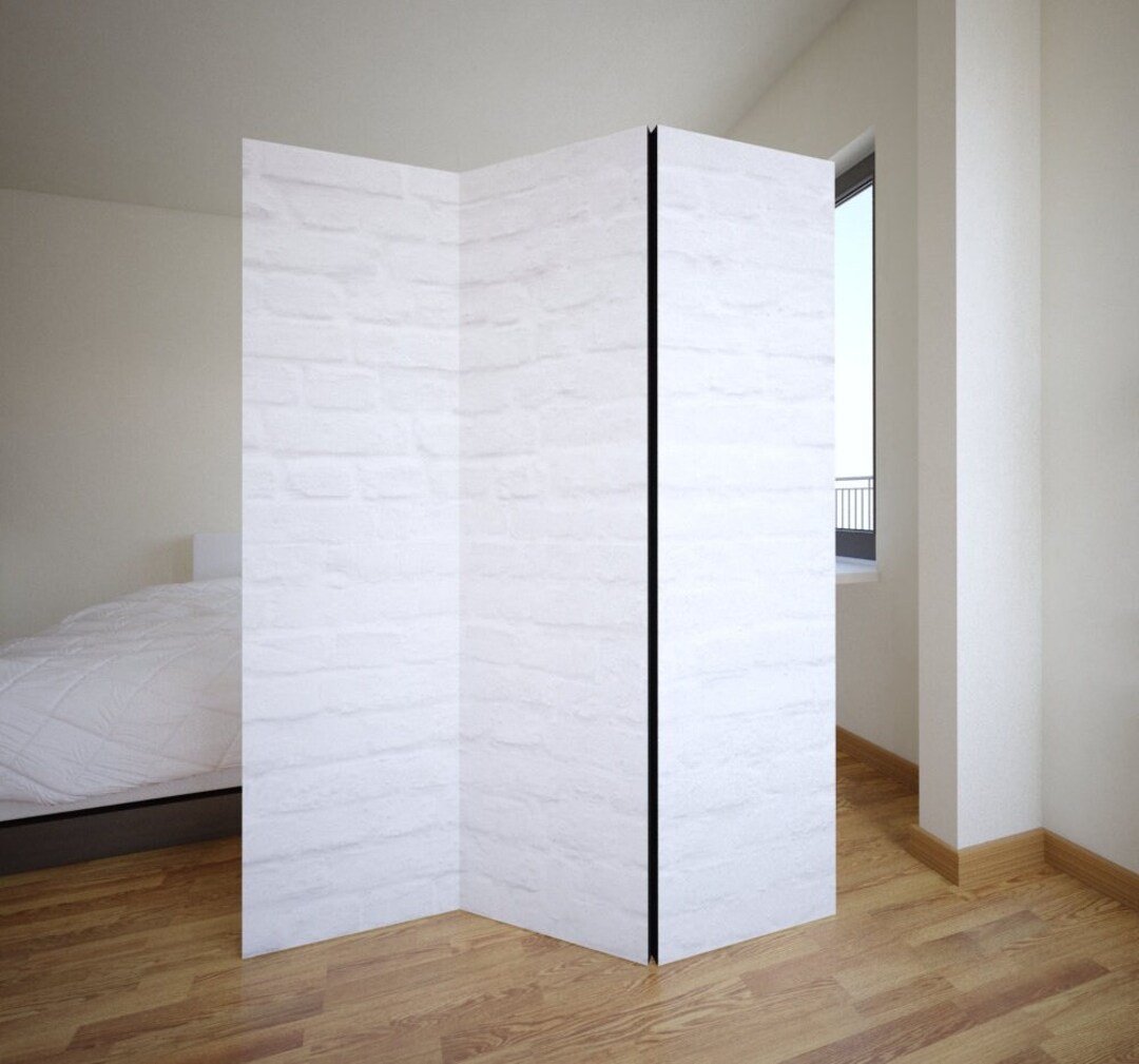 White Color Room Divider, Folding Screen, Room Divider - 3 and 5 Panels ...