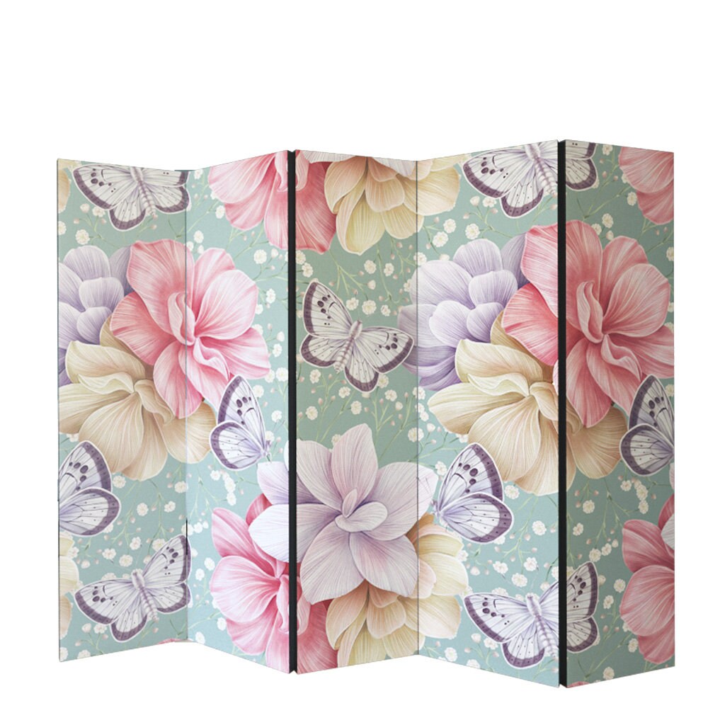 Modern Flowers Butterfly Room Divider, Folding Screen, Room Divider - 3 ...