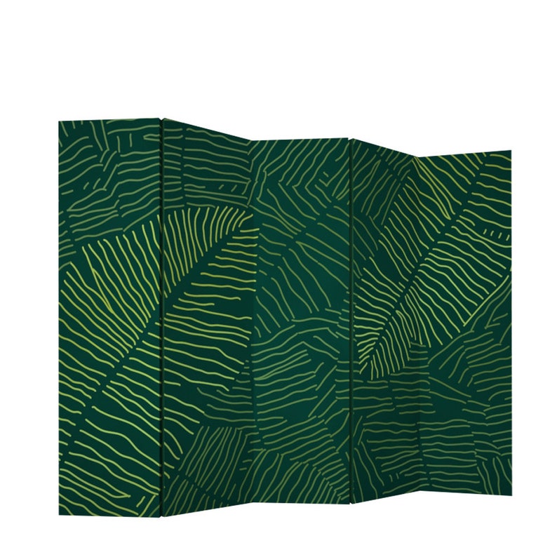 Green Abstract Leaves Room Divider Folding Screen Room - Etsy