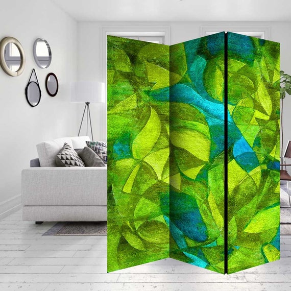 Abstract Green Room Divider Folding Screen Room Divider 3 - Etsy
