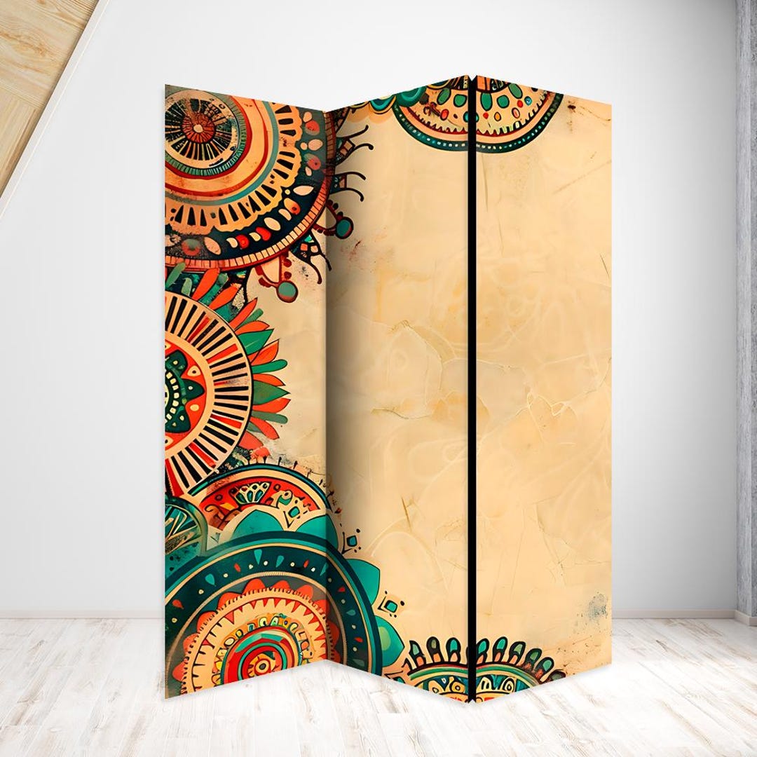 Native American Motifs Room Divider, Folding Screen, Room Divider - 3 ...