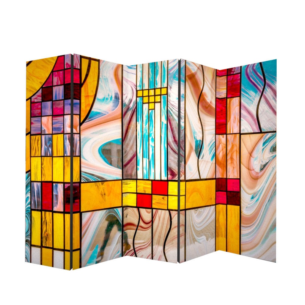 Colorful Mosaic Room Divider, Folding Screen, Room Divider - 3 and 5 ...