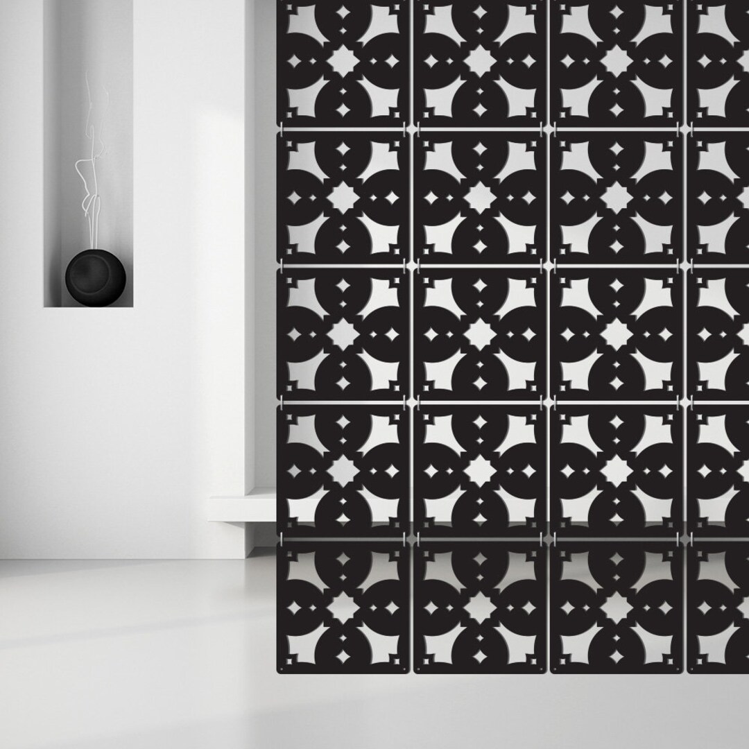 Mosaic Interior Separator Panels - Hanging Room Divider - White Black ...