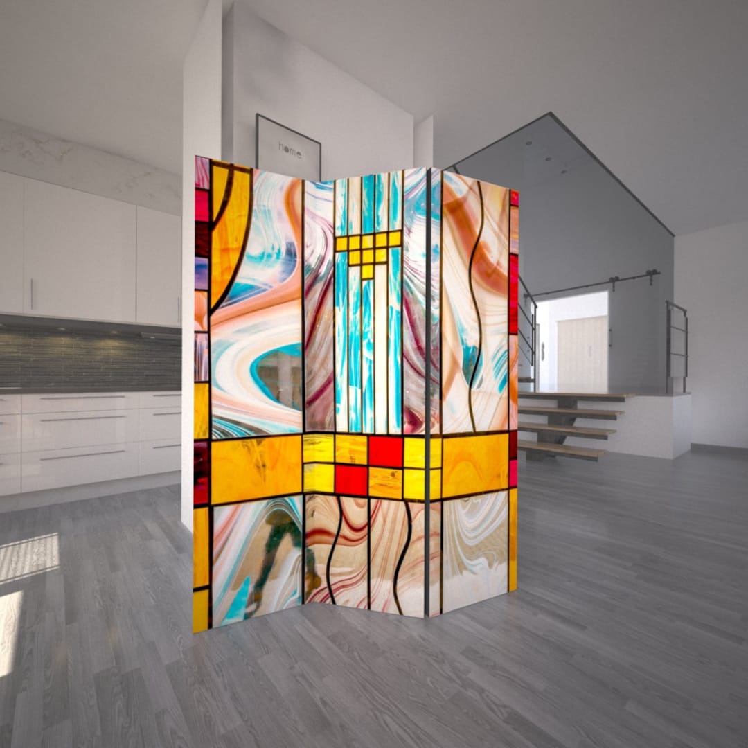 Colorful Mosaic Room Divider, Folding Screen, Room Divider - 3 and 5 ...