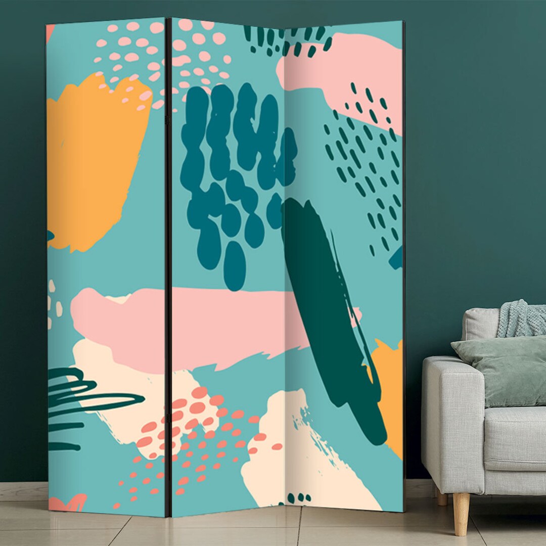 Colorful Boho Art Room Divider, Folding Screen, Room Divider - 3 and 5 ...