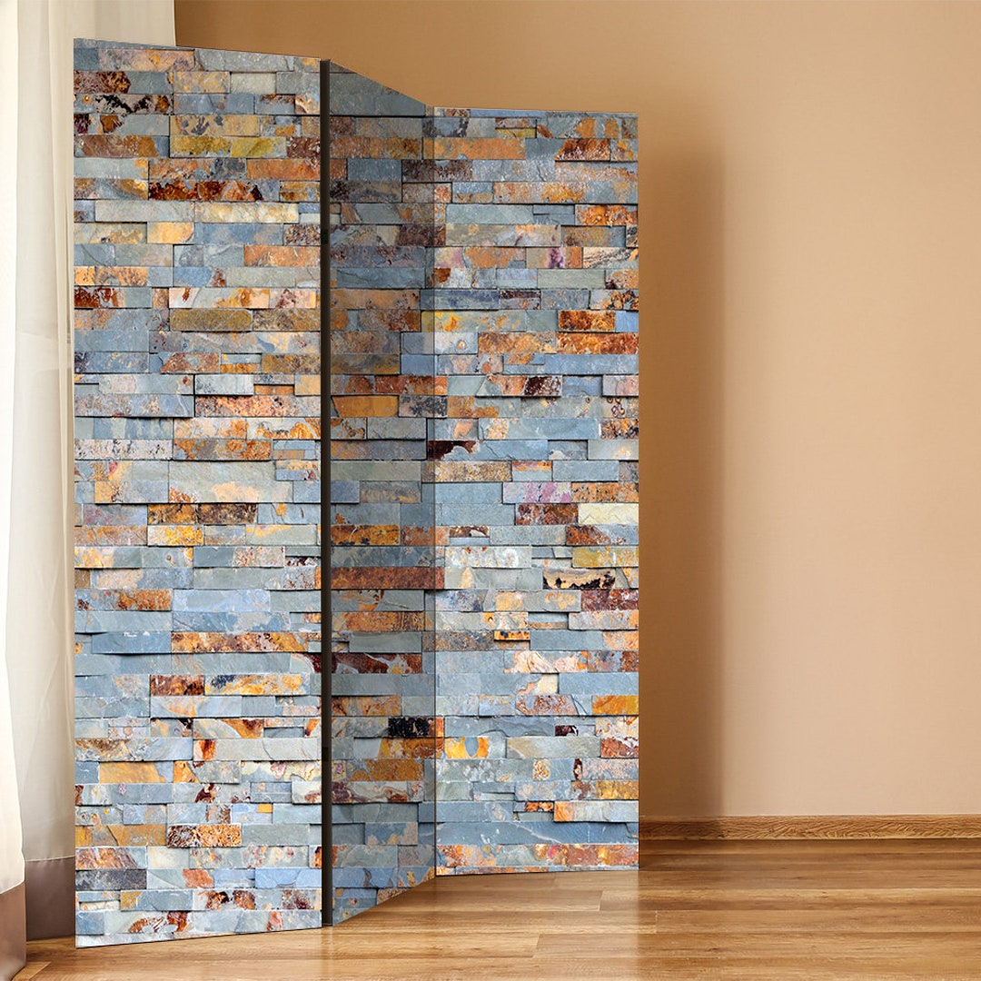 Vintage Brick Mosaic Room Divider, Folding Screen, Room Divider - 3 and ...