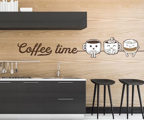Coffee Time Sticker Office Wall Decal Coffee Wall Sticker - Etsy