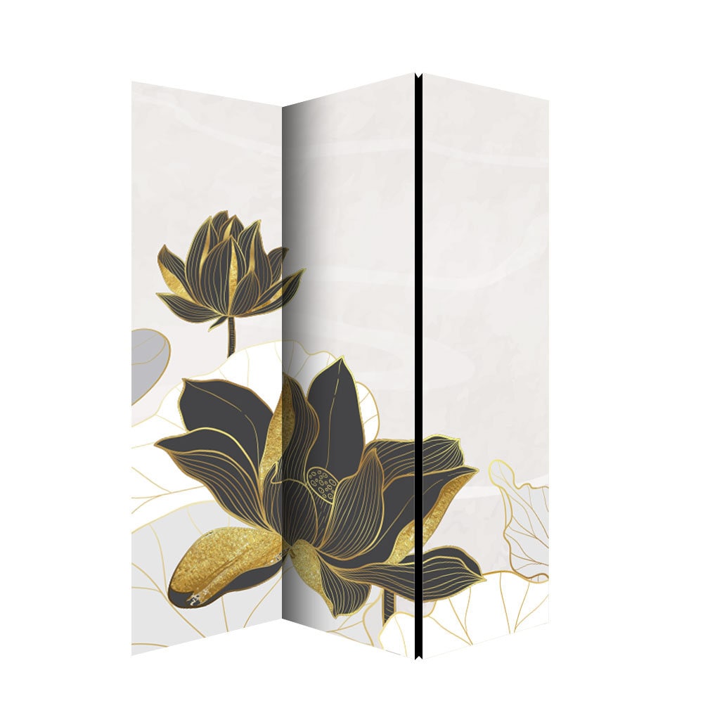 Minimalistic Gold Flower Room Divider Folding Screen Room - Etsy