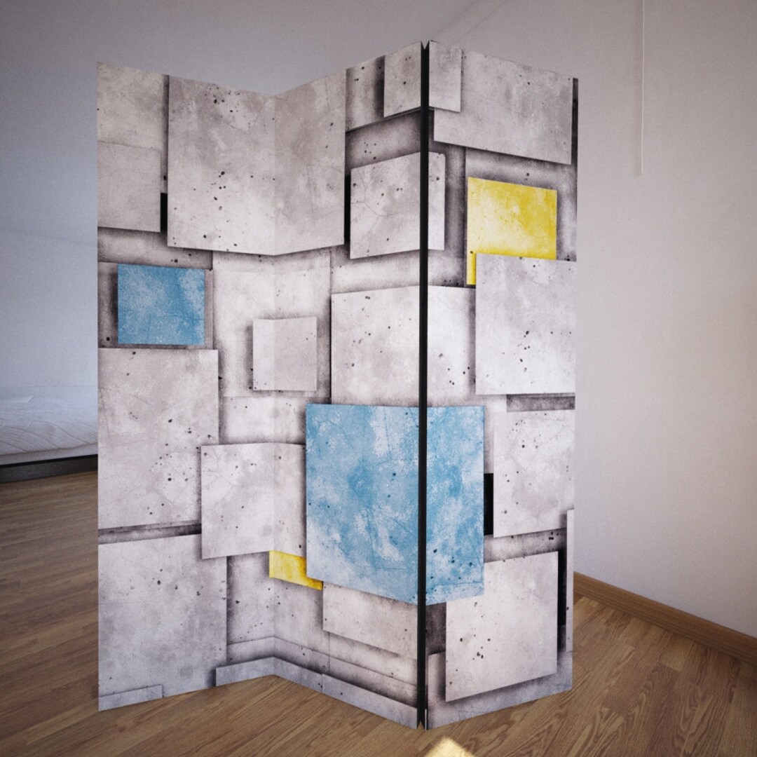 Grey Square Room Divider, Folding Screen, Room Divider - 3 and 5 Panels ...