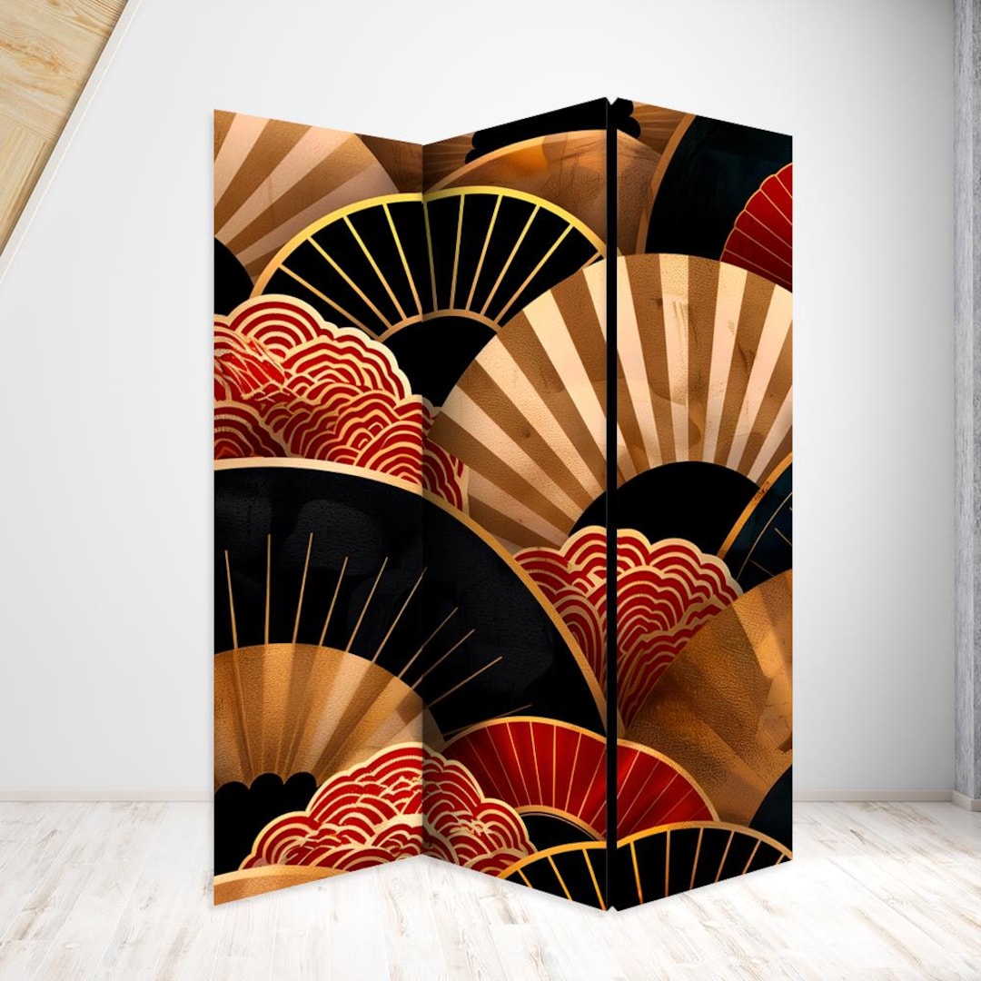 Japanese Fans Room Divider, Folding Screen, Room Divider - 3 and 5 ...