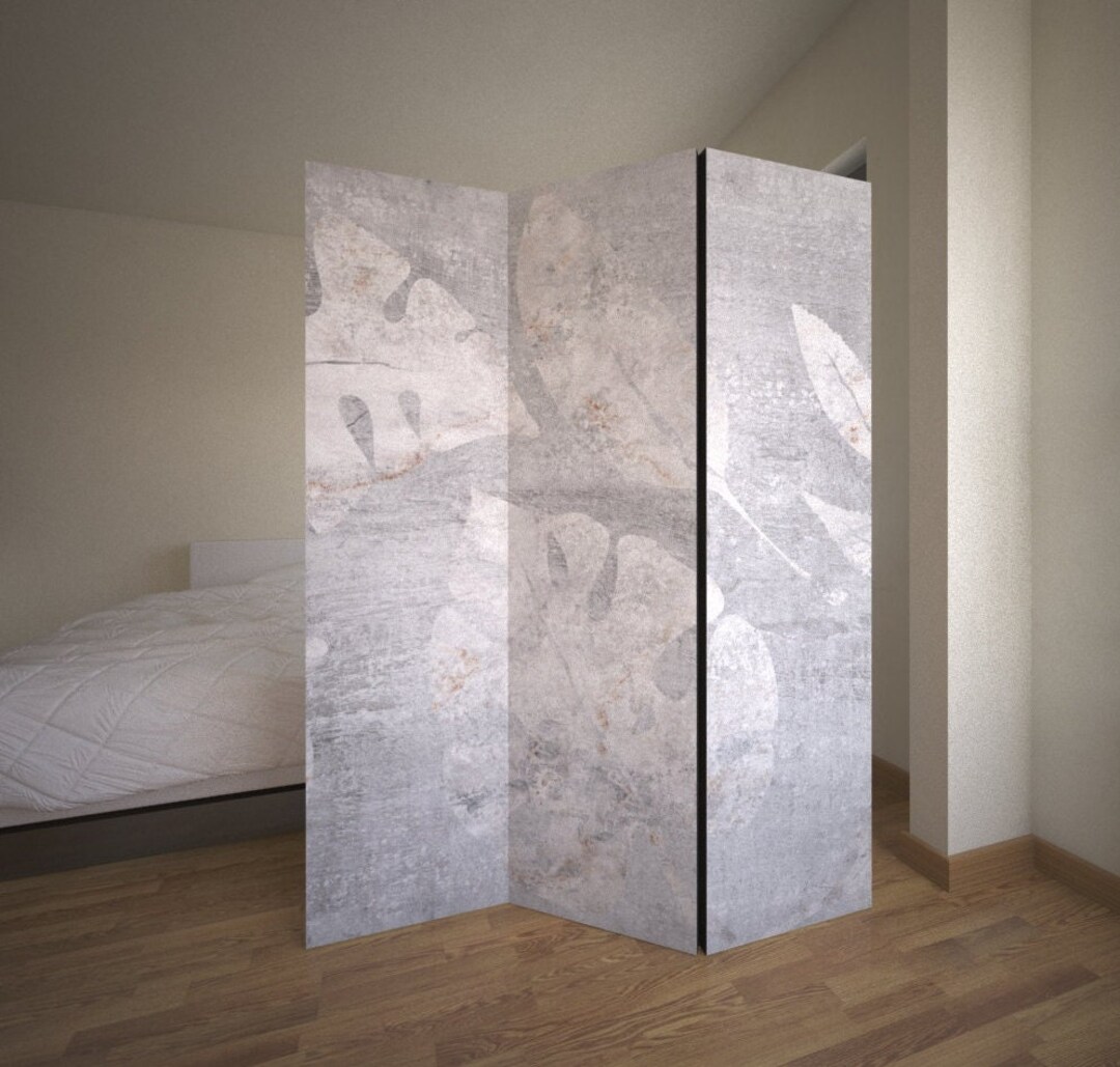 Gray Tropic Plants Shades Room Divider, Folding Screen, Room Divider ...