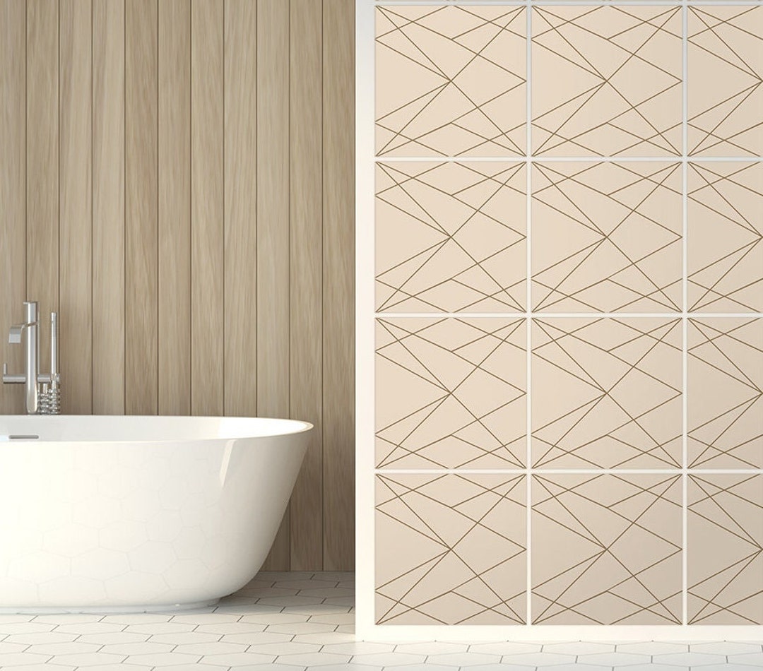 Beige Tile Sticker, 8 Stickers in Set, Wall and Floor Decals, Self ...