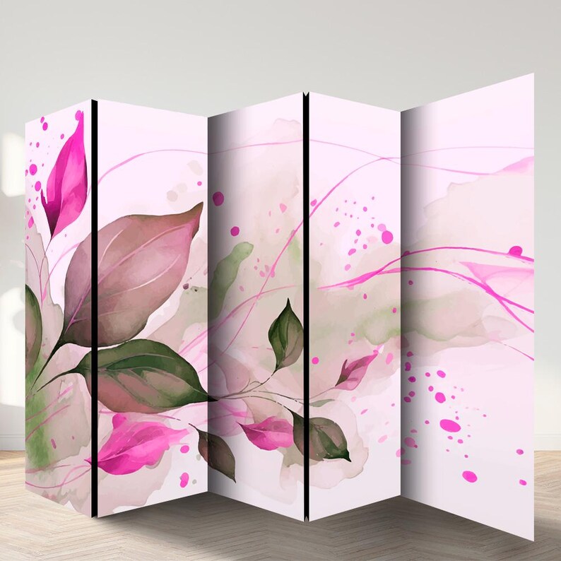 Rose Leaves Room Divider, Folding Screen, Room Divider - 3 and 5 Panels ...