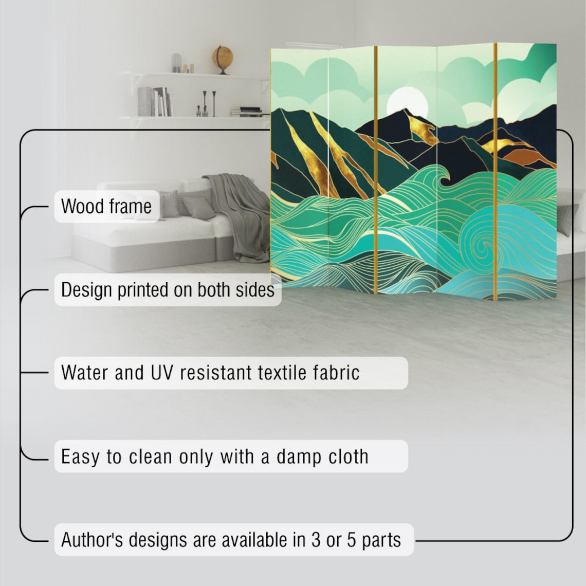 Abstract Mosaic Room Divider, Folding Screen, Room Divider - 3 and 5 ...