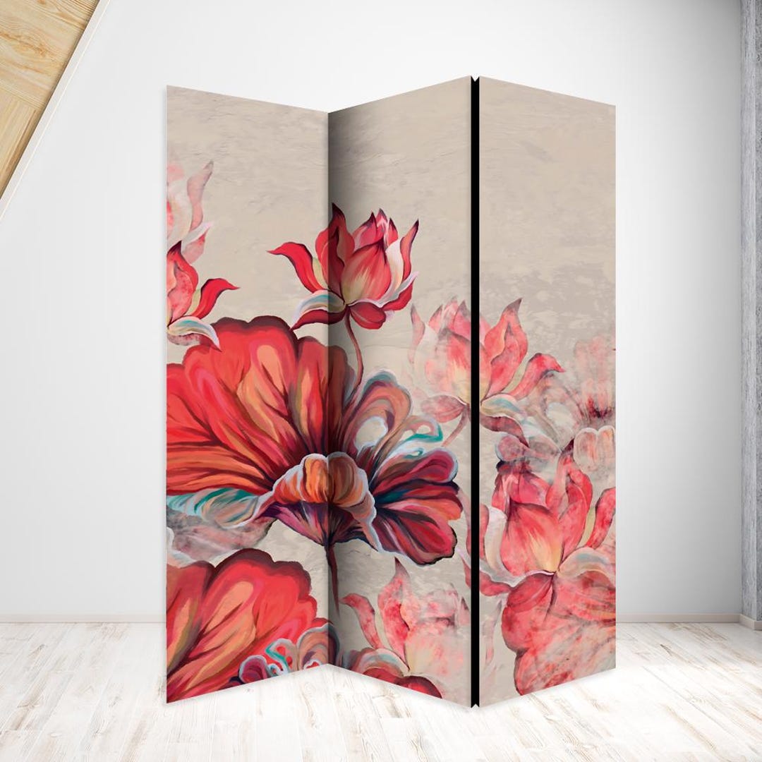 Red Fragrance Room Divider, Folding Screen, Room Divider - 3 and 5 ...